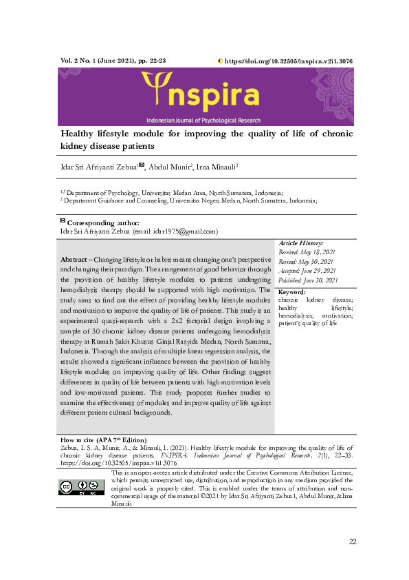 (PDF) Healthy lifestyle module for improving the quality of life of ...