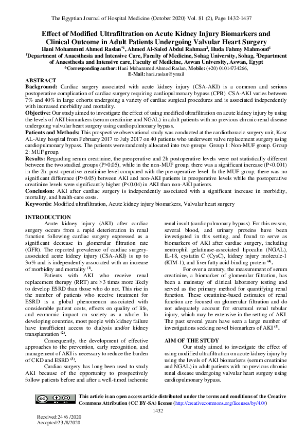 (PDF) Effect of Modified Ultrafiltration on Acute Kidney Injury ...