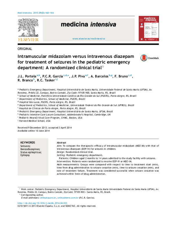 (PDF) Intramuscular midazolam versus intravenous diazepam for treatment ...