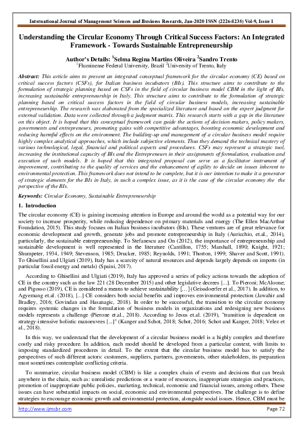 (PDF) Understanding the Circular Economy Through Critical Success ...