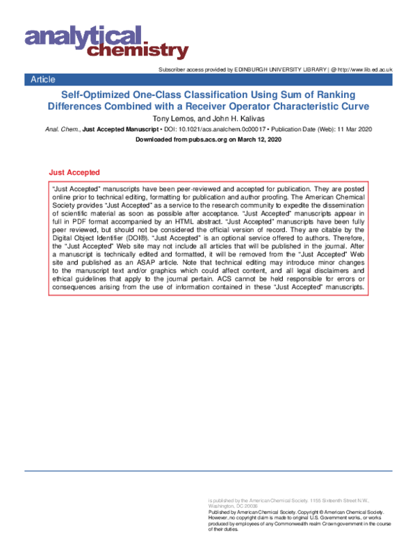 Pdf Self Optimized One Class Classification Using Sum Of Ranking