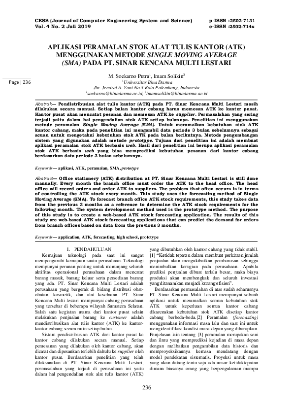 (PDF) Aplikasi Peramalan Stok Alat Tulis Kantor (Atk) Menggunakan Metode Single Moving Average ...