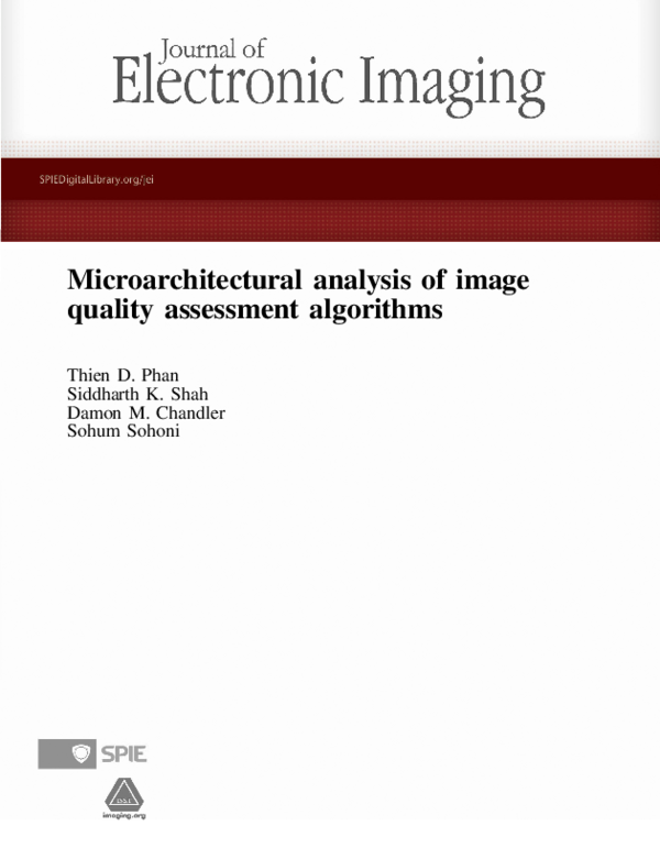 (PDF) Microarchitectural analysis of image quality assessment algorithms