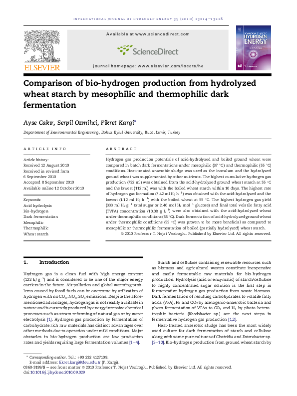 (PDF) Comparison of bio-hydrogen production from hydrolyzed wheat starch by mesophilic and ...