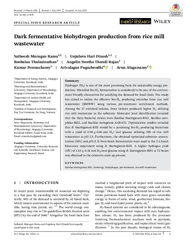 (PDF) Dark fermentative bio-hydrogen production from waste wheat starch using co-culture with ...