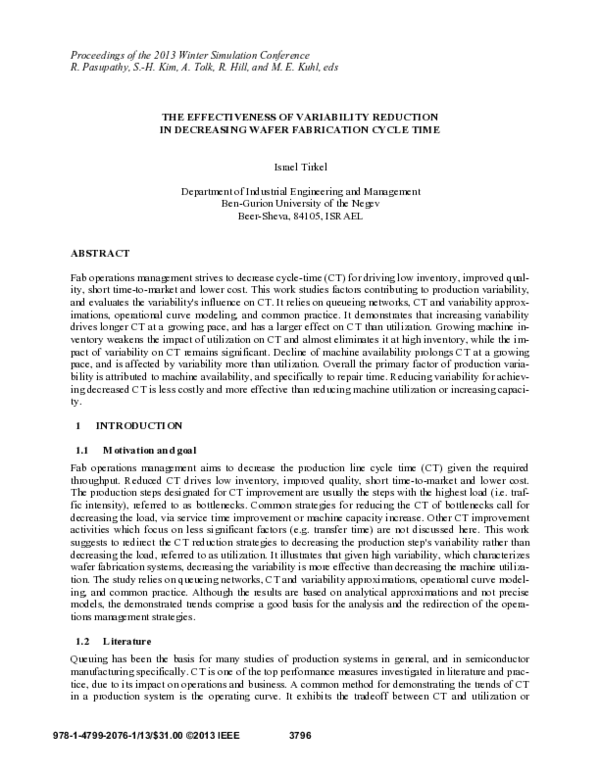 (PDF) The effectiveness of variability reduction in decreasing wafer ...