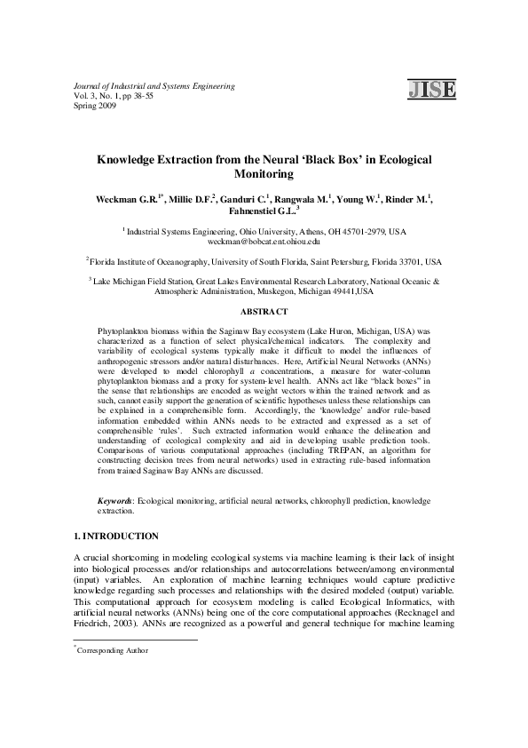 (PDF) Extracting Knowledge from Neural Networks in Ecology