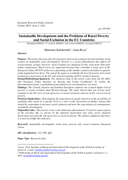 (PDF) Sustainable Development and the Problems of Rural Poverty and Social Exclusion in the EU ...