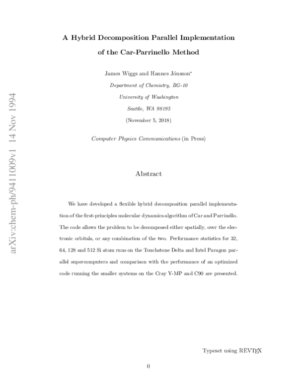 (PDF) A hybrid decomposition parallel implementation of the Car-Parrinello method