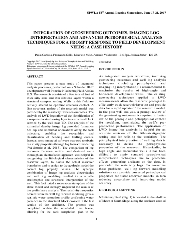 (PDF) INTEGRATION OF GEOSTEERING OUTCOMES, IMAGING LOG INTERPRETATION AND ADVANCED PETROPHYSICAL ...