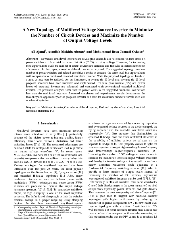 (PDF) A new topology of multilevel voltage source inverter to minimize the number of circuit ...
