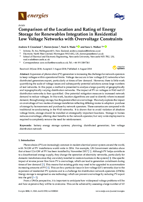 (PDF) Comparison of the Location and Rating of Energy Storage for Renewables Integration in ...