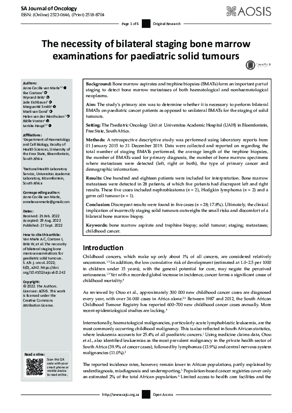 (PDF) The necessity of bilateral staging bone marrow examinations for ...