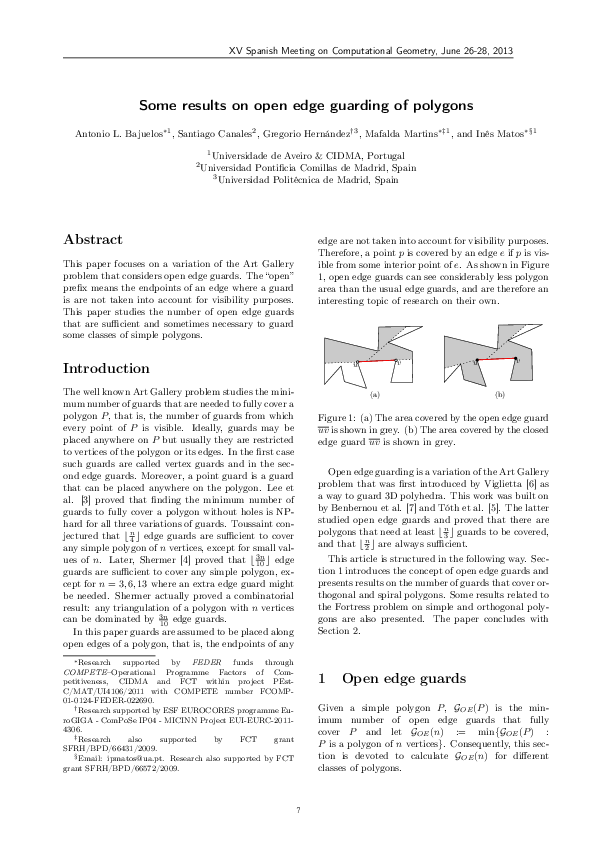 Pdf Some Results On Open Edge Guarding Of Polygons Antonio Leslie Bajuelos Domínguez 