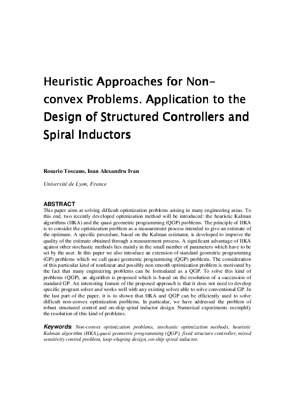 (PDF) Heuristic Approaches for Non-Convex Problems