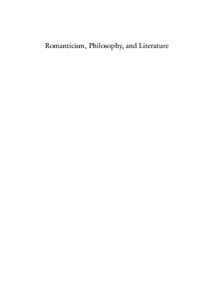 (PDF) Romanticism, Philosophy, and Literature