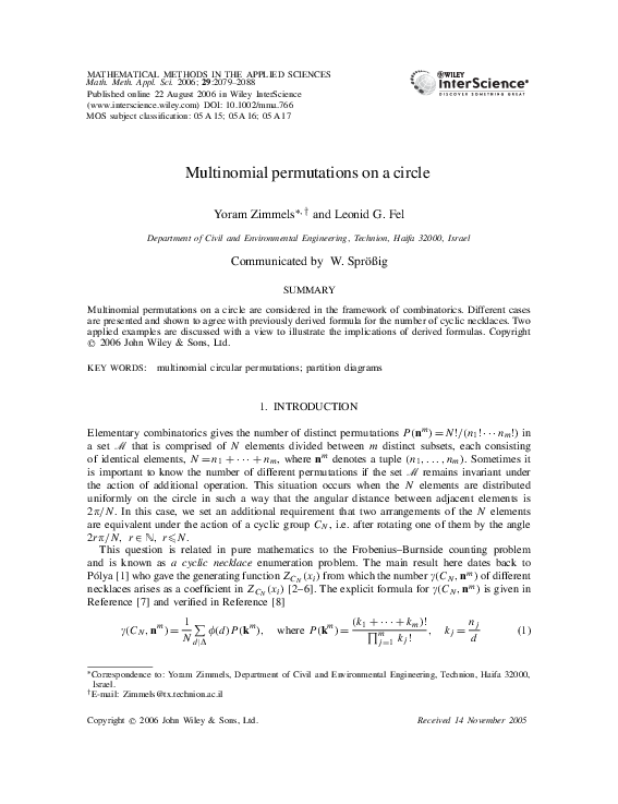 (PDF) Multinomial permutations on a circle