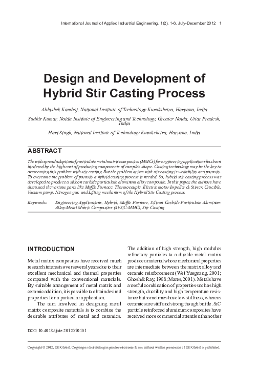 (PDF) Design and Development of Hybrid Stir Casting Process