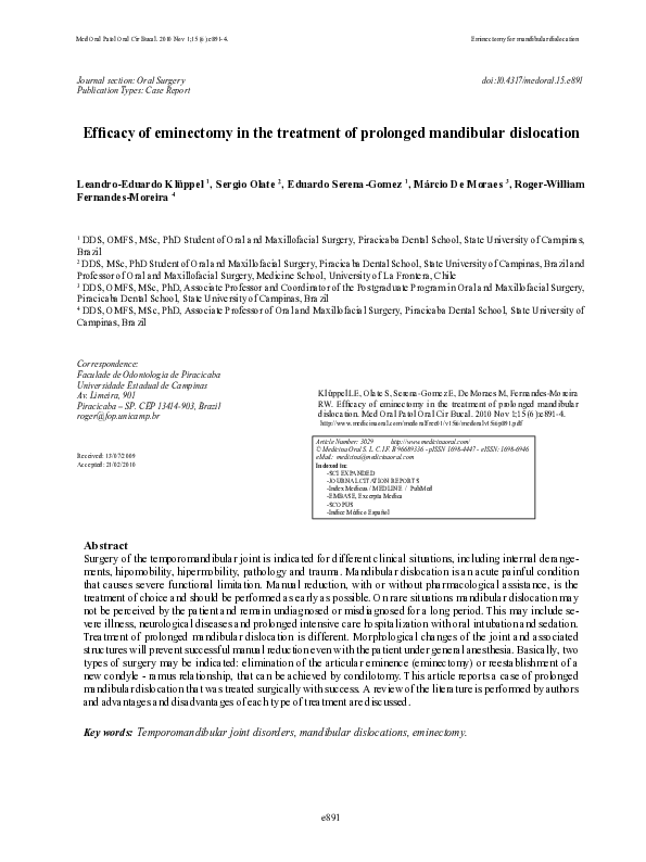 (PDF) Efficacy of eminectomy in the treatment of prolonged mandibular ...