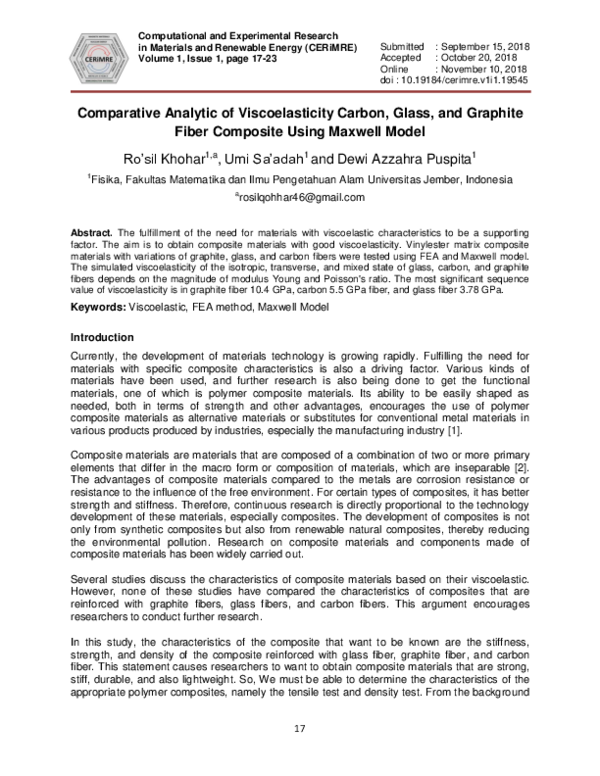 (PDF) Comparative Analytic of Viscoelasticity Carbon, Glass, and Graphite Fiber Composite Using ...