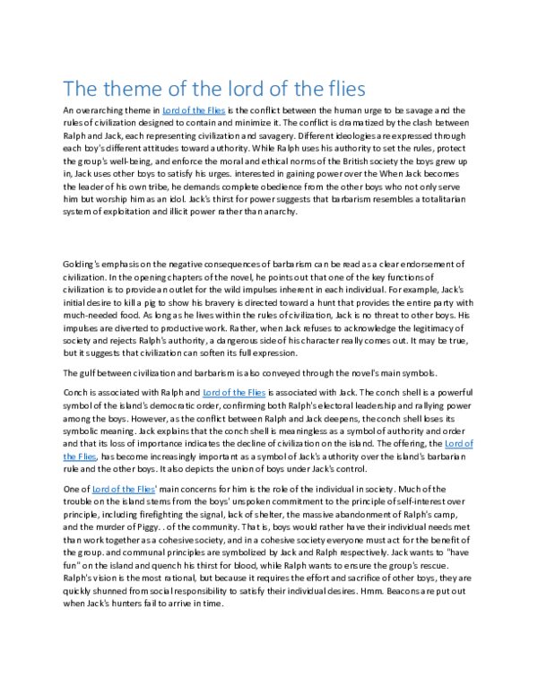 (PDF) The theme of the lord of the flies