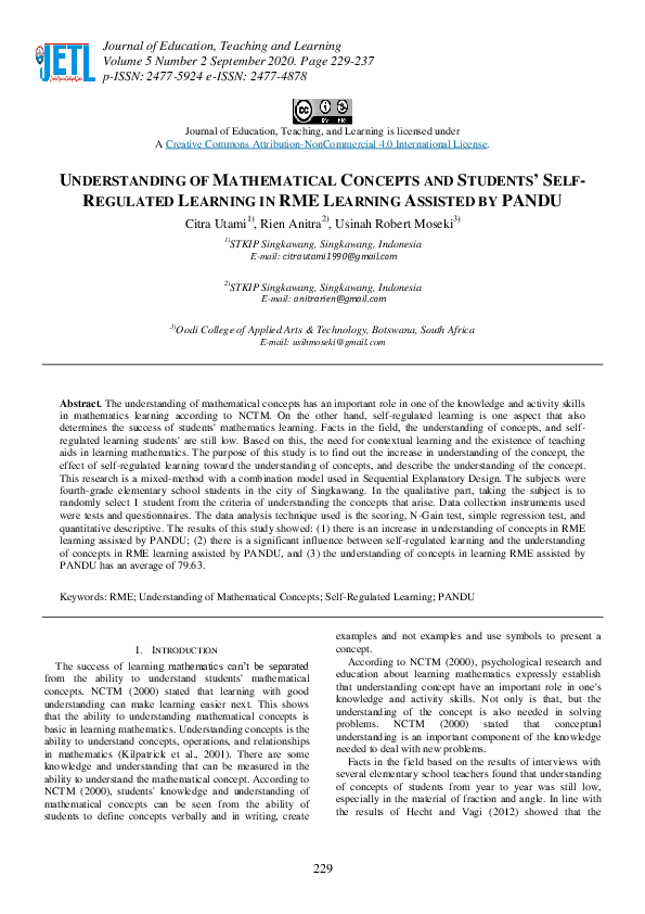 (PDF) Understanding of Mathematical Concepts and Students’ Self ...