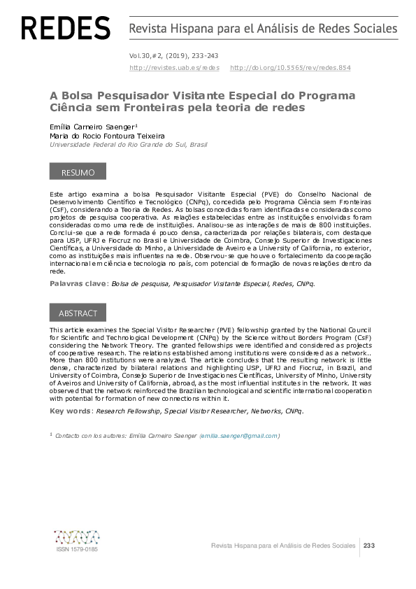 (PDF) The Special Visiting Researcher Scholarship of the Science ...