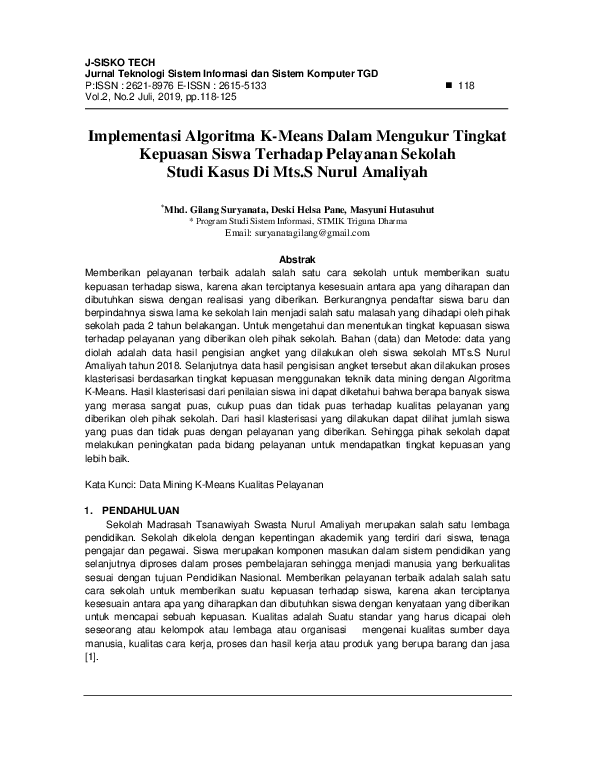 (PDF) Implementasi Algoritma K-Means Dalam Mengukur Tingkat Kepuasan Siswa Terhadap Pelayanan ...