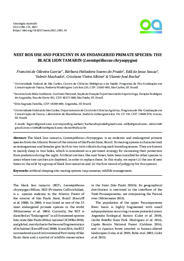 (PDF) Nest Box Use and Polygyny in an Endangered Primate Species: The ...