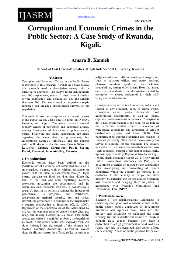 (PDF) Corruption and Economic Crimes in the Public Sector. A Case Study ...