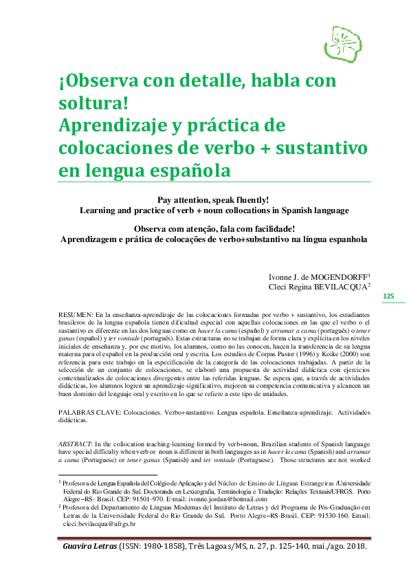(PDF) ¡Observa con detalle, habla con soltura! Aprendizaje y práctica ...