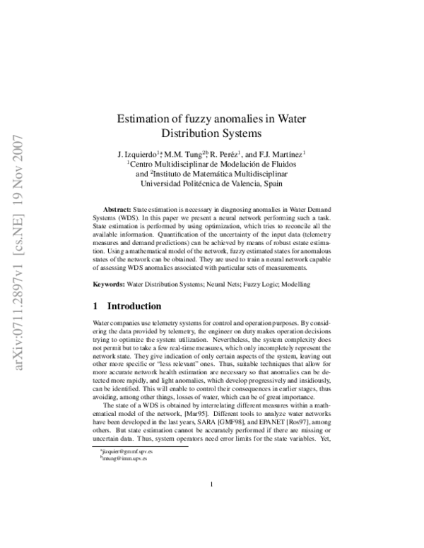 (PDF) Estimation of fuzzy anomalies in Water Distribution Systems