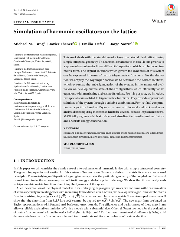 (PDF) Simulation of harmonic oscillators on the lattice