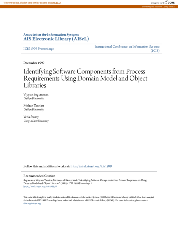(PDF) Identifying software components from process requirements using domain model and object ...