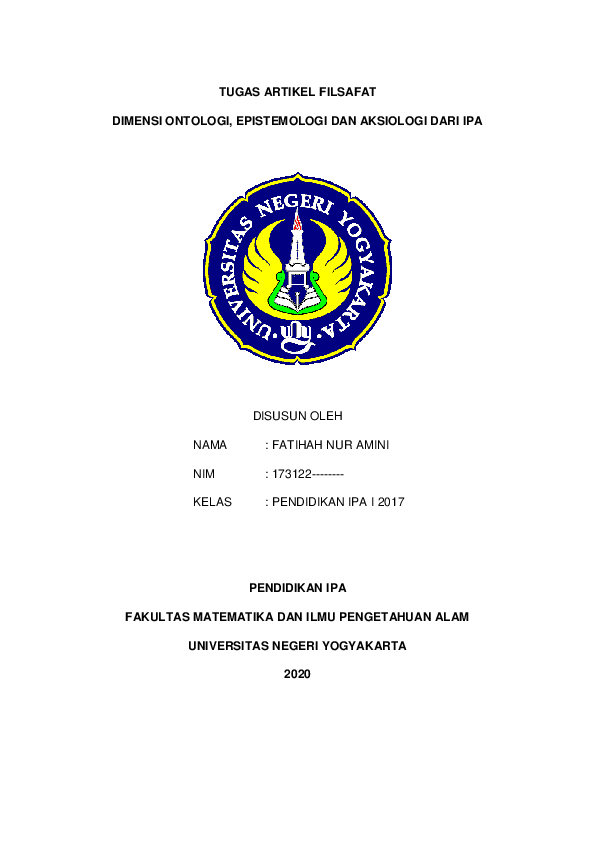 (PDF) DIMENSI ONTOLOGI EPISTEMOLOGI DAN AKSIOLOGI DARI IPA