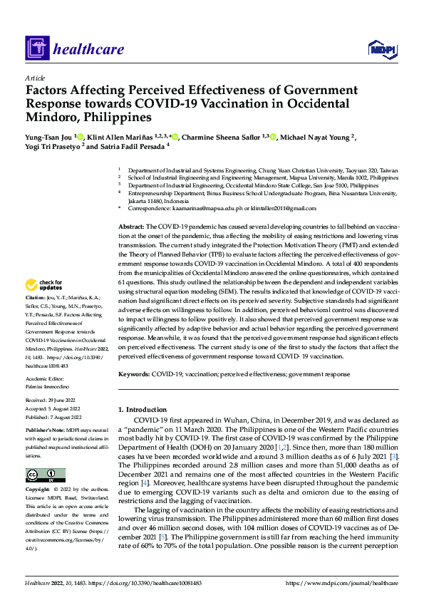 Pdf Factors Affecting Perceived Effectiveness Of Government Response