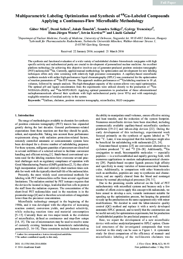 (PDF) Multiparametric labeling optimization and synthesis of68Ga-labeled compounds applying a ...
