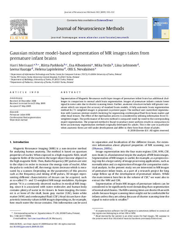 Pdf Gaussian Mixture Model Based Segmentation Of Mr Images Taken From