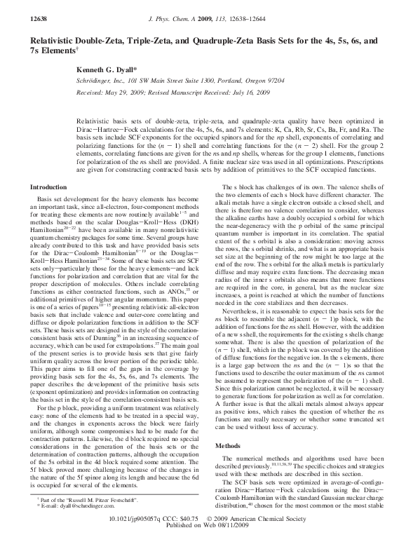 Pdf Relativistic Double Zeta Triple Zeta And Quadruple Zeta Basis