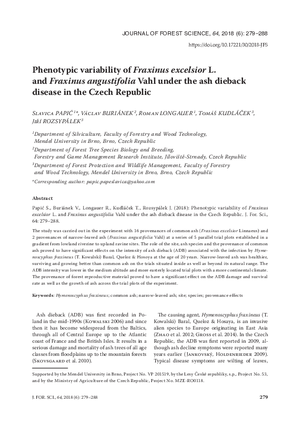 (PDF) Phenotypic variability of Fraxinus excelsior L. and Fraxinus ...