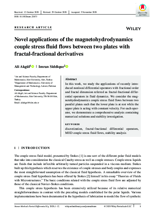 (PDF) Novel applications of the magnetohydrodynamics couple stress ...