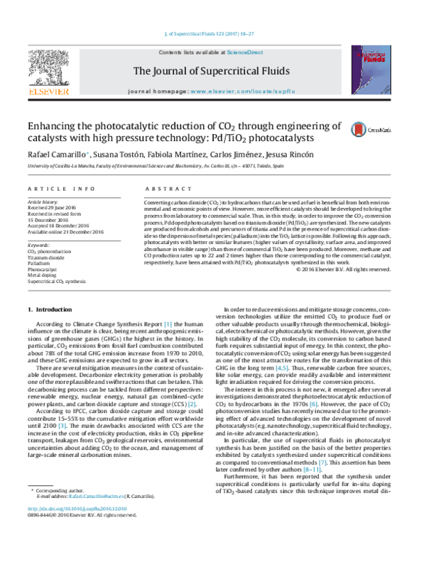 Pdf Enhanced Co2 Reduction With Pd Tio2 Catalysts