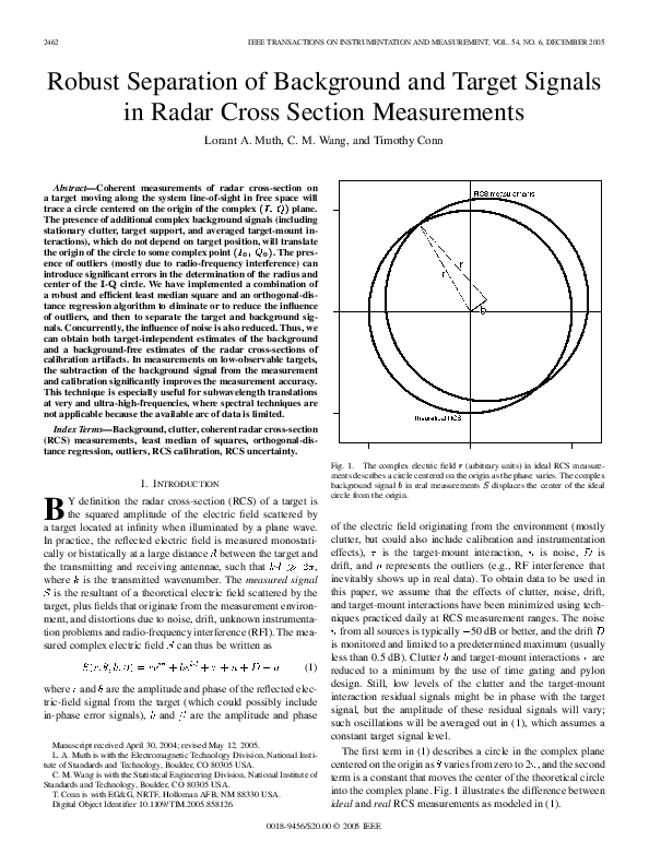 (PDF) Robust Separation of Background and Target Signals in Radar Cross Section Measurements