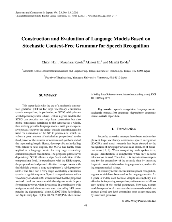 (PDF) Construction and evaluation of language models based on ...