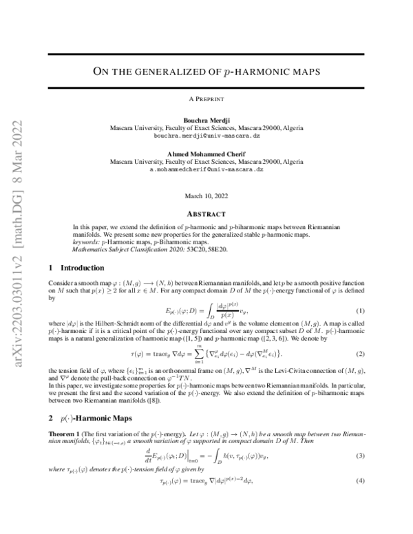 (PDF) On the generalized of p-harmonic maps