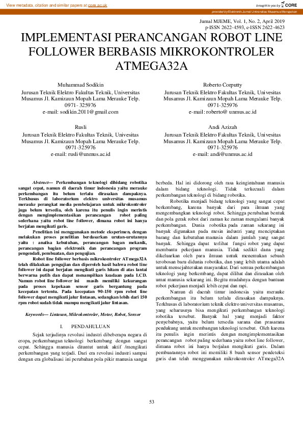 (PDF) Implementasi Perancangan Robot Line Follower Berbasis Mikrokontroler ATMEGA32A
