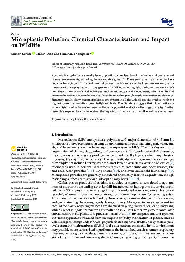 (PDF) Microplastic Pollution: Chemical Characterization and Impact on Wildlife