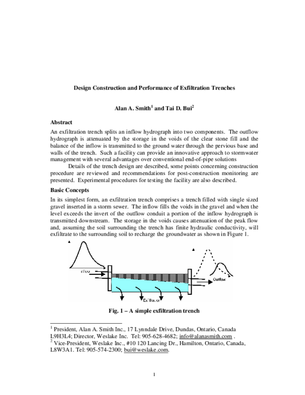 (PDF) Design Construction and Performance of Exfiltration Trenches