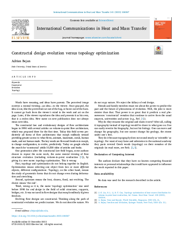 (PDF) Constructal design evolution versus topology optimization
