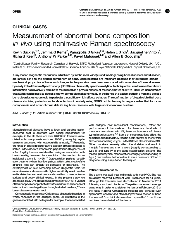 (PDF) Measurement of abnormal bone composition in vivo using ...